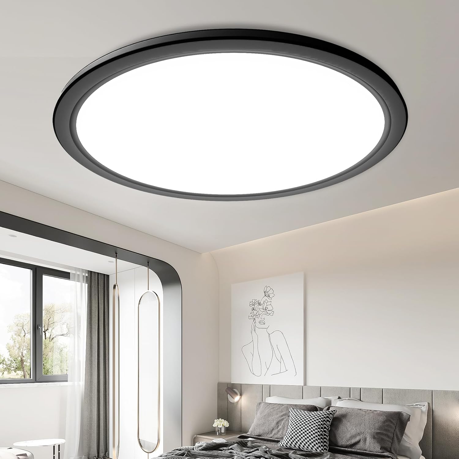 12 inch LED Flush Mount Ceiling Light Fixture, Hepside 28W 3200LM ...