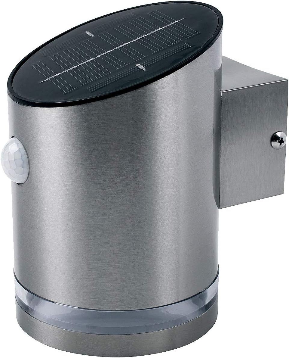 LUCECO LED Solar Guardian Stainless Steel Wall Lantern with PIR Motion ...