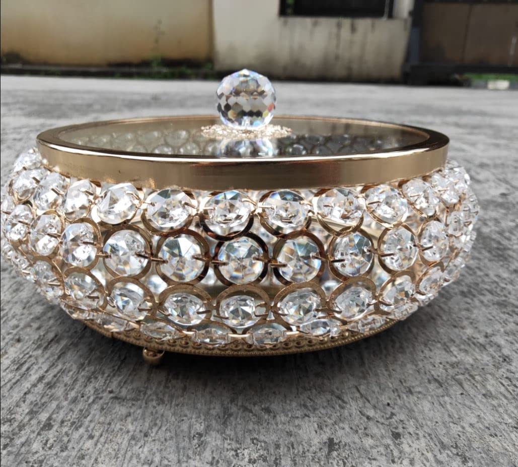 Whixant Crystal Jewellery Pot With Glass Lid, Small Trinket Organizer ...