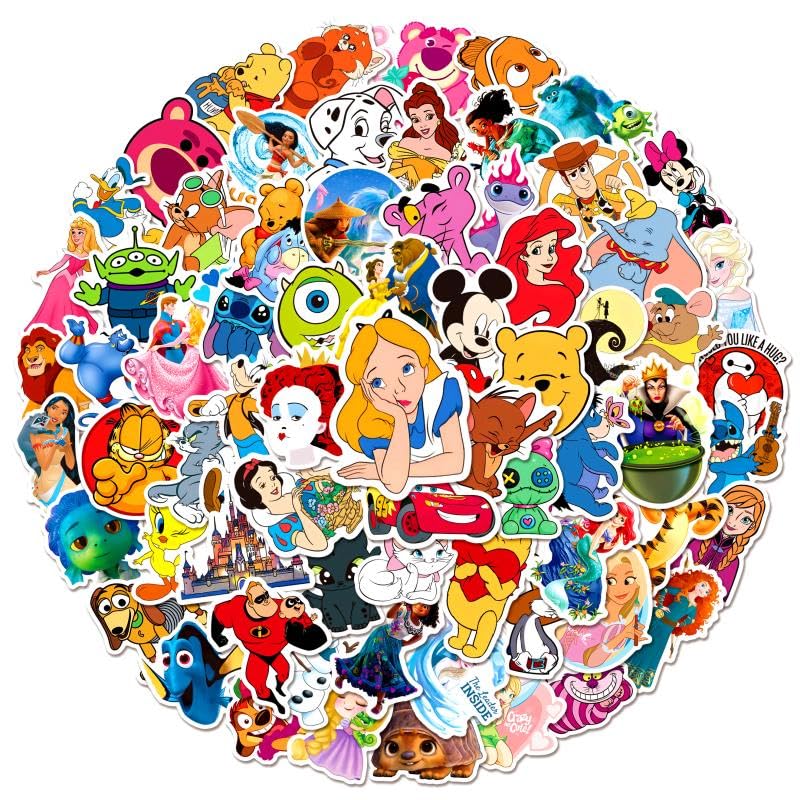 100pk Disney and Cartoon Classics Die Cut Stickers Decals for Laptops ...
