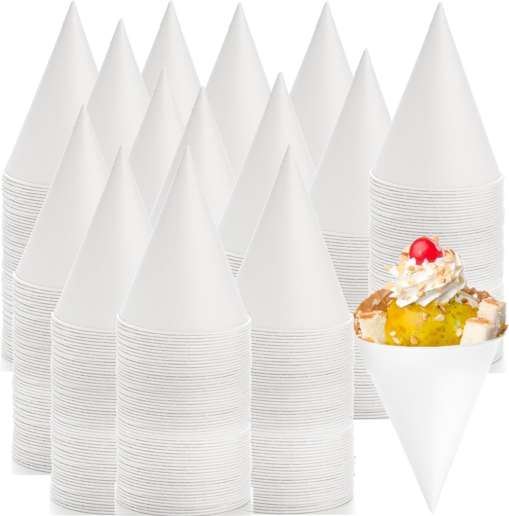 Amazon.com: CEZOOWYEX 400 Pack Snow Cone Cups, 6 OZ White Paper Cone ...