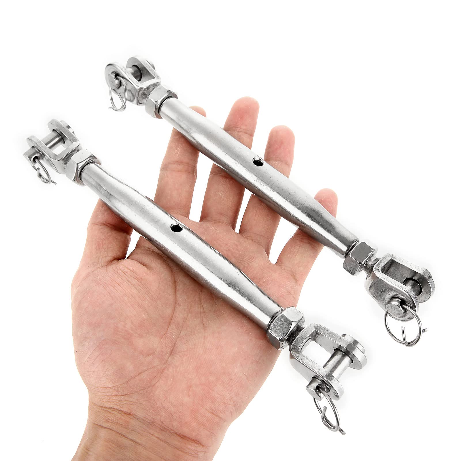 Snapklik.com : 2 Pack 3/8 Inch M10 Turnbuckles, Stainless Steel Jaw And ...