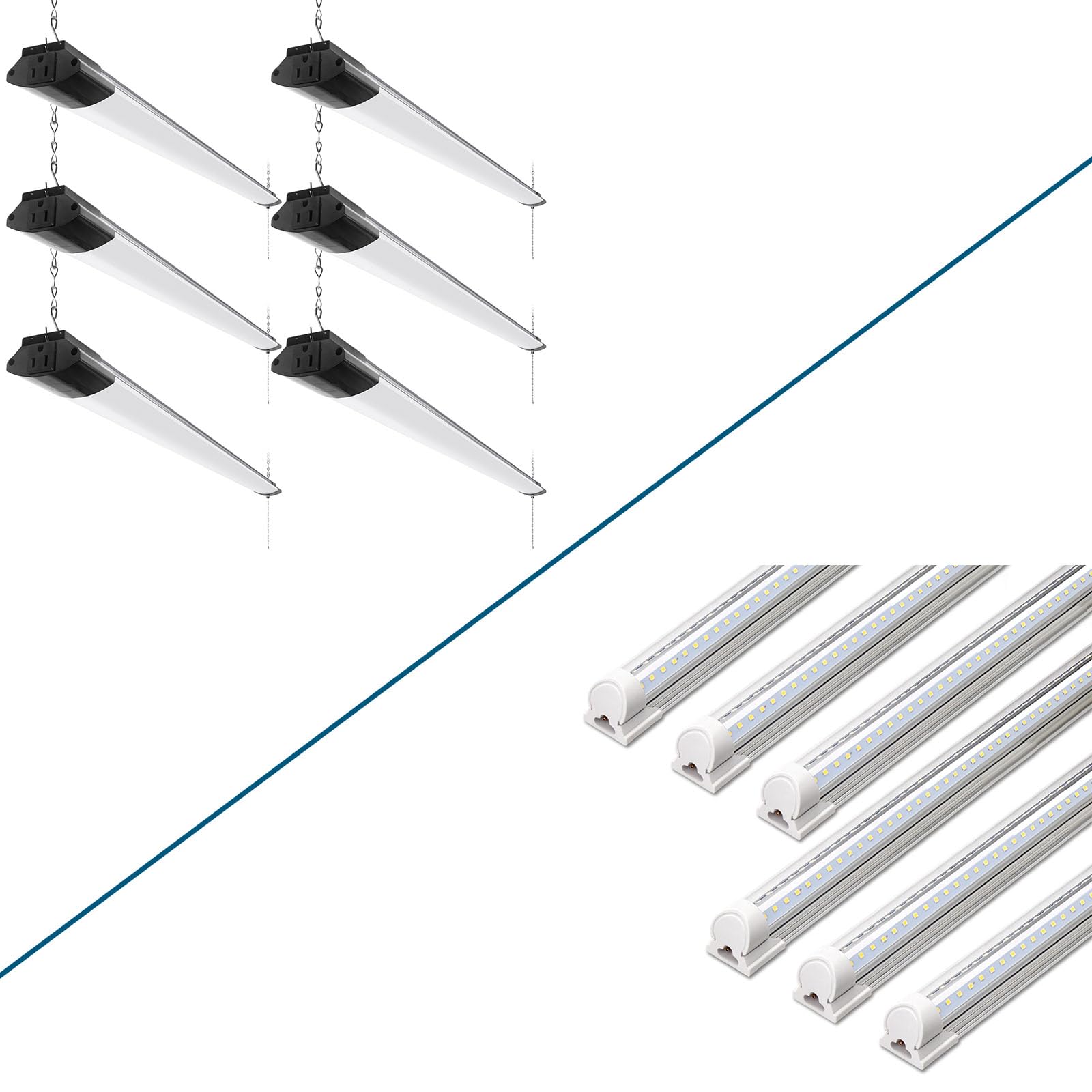 Barrina T8 LED Shop Light, 40W 5000LM 5000K, 6 Packs, Hanging LED Shop ...