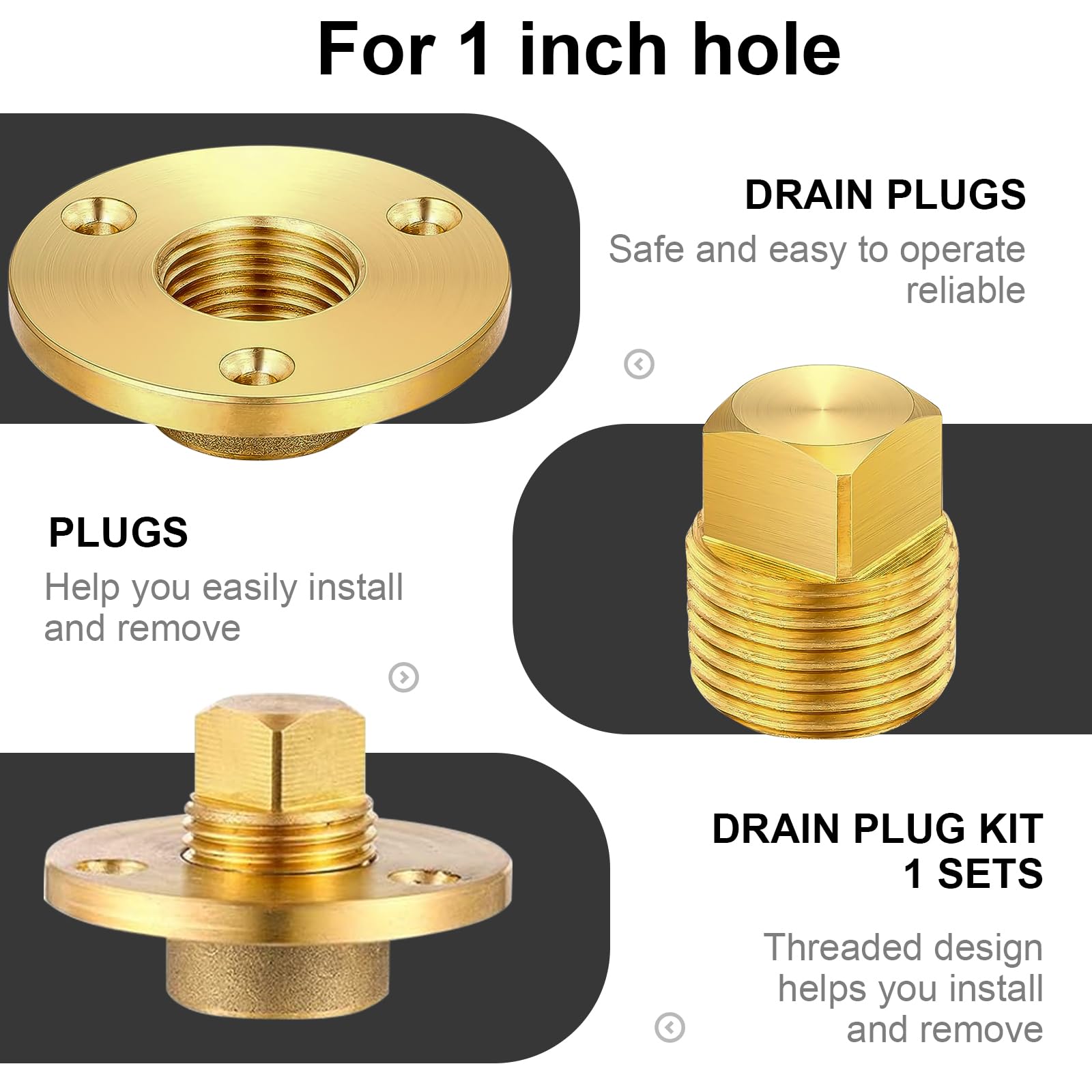 Snapklik.com : CENOZ 2 PCS Brass Boat Drain Plug Kit, 1/2 Inch NPT ...