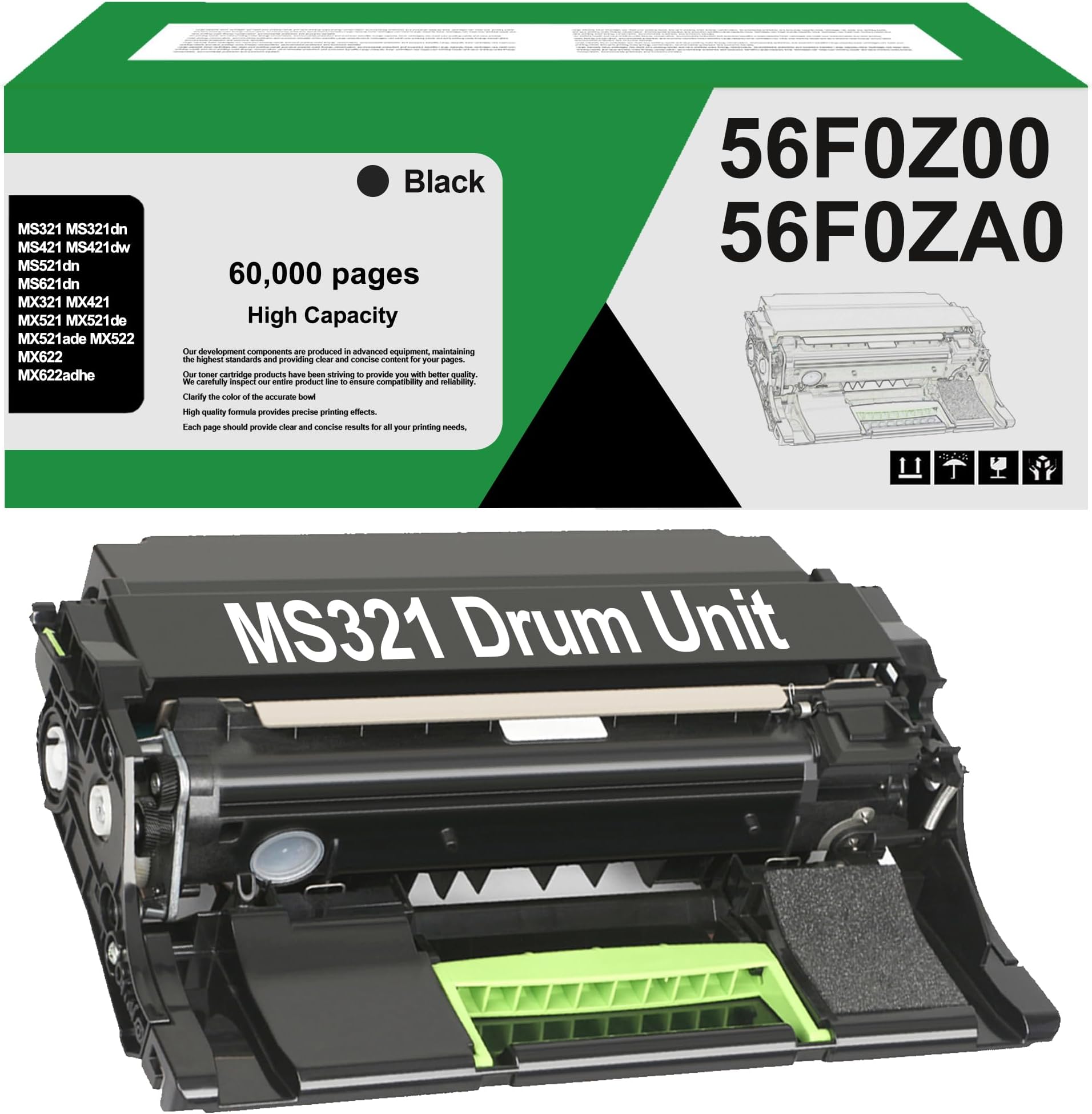 Amazon.com : 56F0Z00 Imaging Unit Compatible 56F0ZA0 MS321 Drum Unit ...