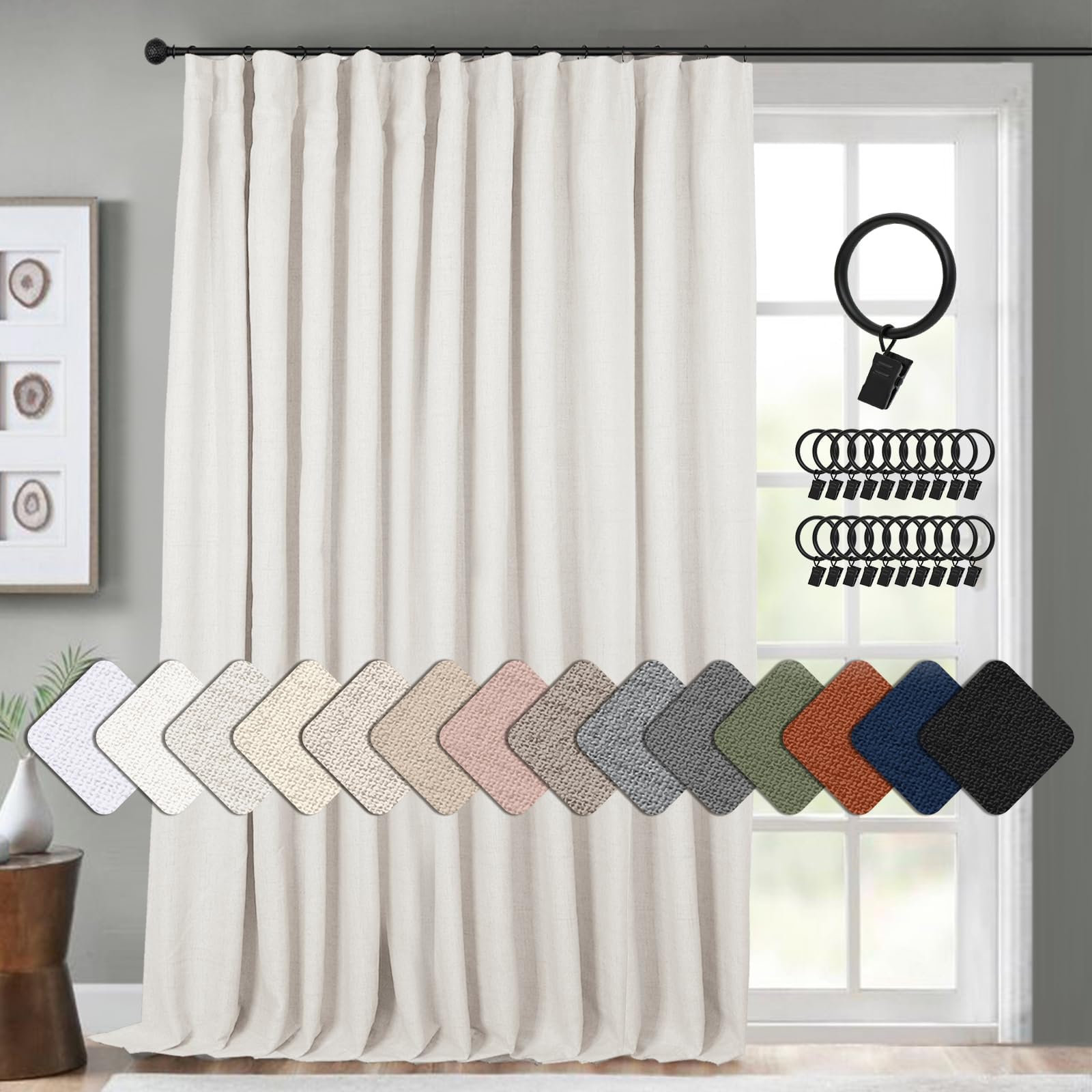 Amazon.com: Blackout Curtains 70 Inches Extra Wide Natural Linen ...