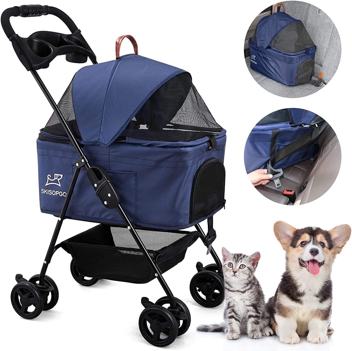 Amazon.com: Dog Stroller, Pet Stroller, Cat Stroller – Zipperless Entry ...