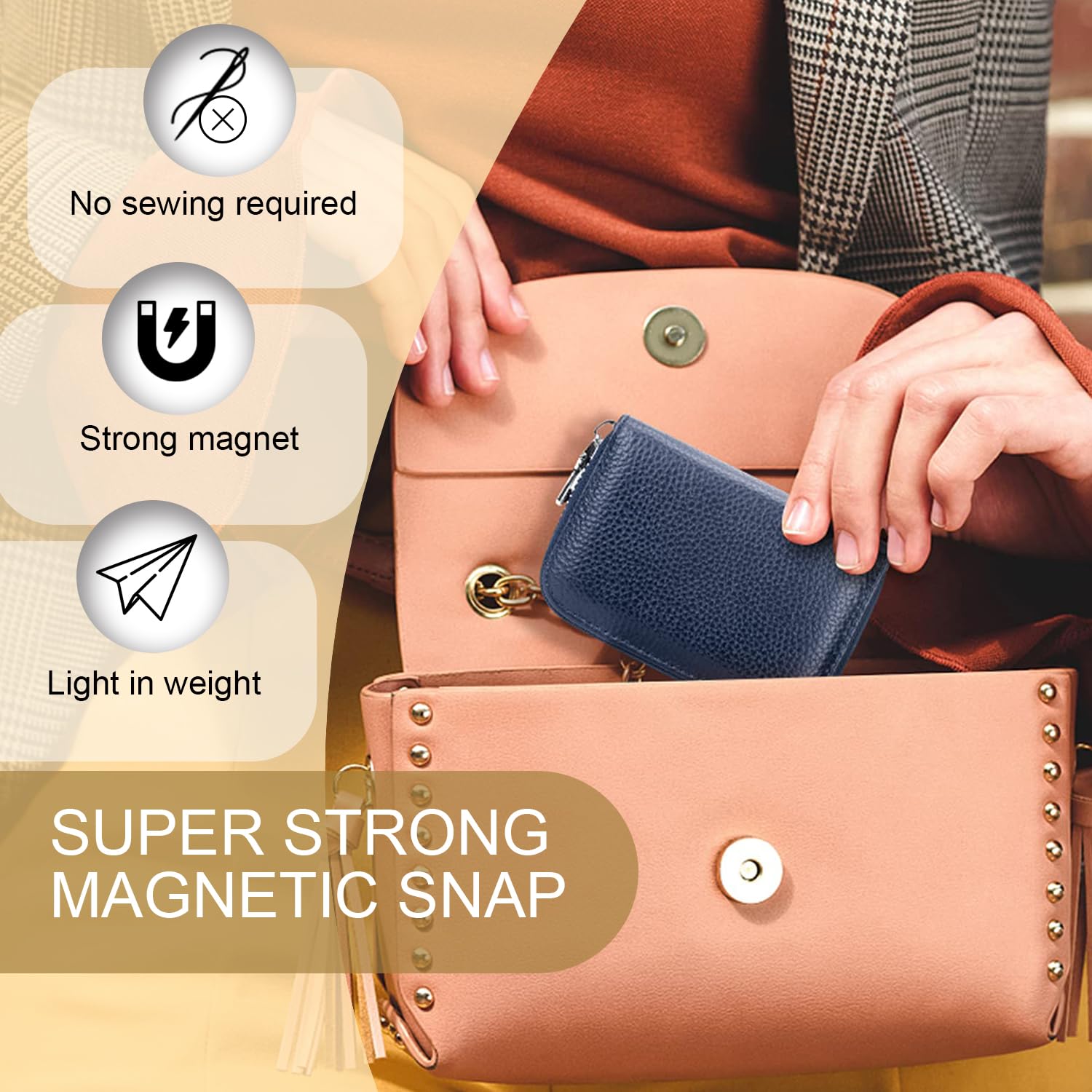 Snapklik.com : 24Sets Magnetic Snaps For Purse Closures 14mm Magnetic ...