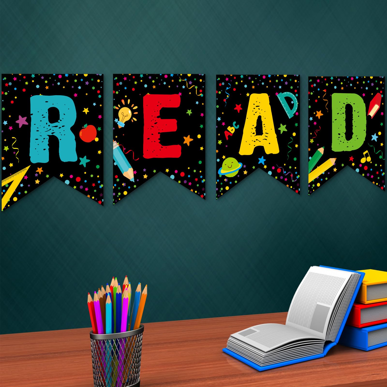 Amazon.com: Qilery 4 Pcs Reading Classroom Decorations Reading Banner ...