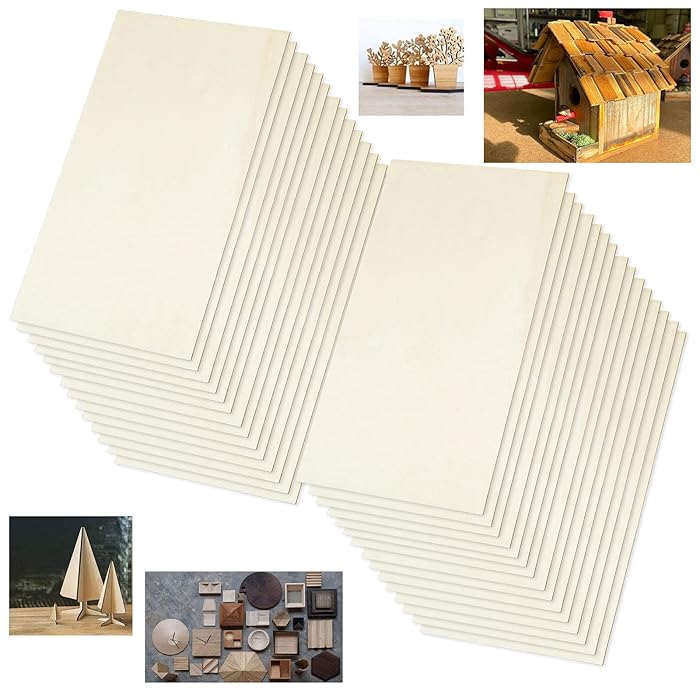 Buy Rectangle Unfinished Wood Pieces 6 x 12inch, 25 Pcs Blank Basswood ...