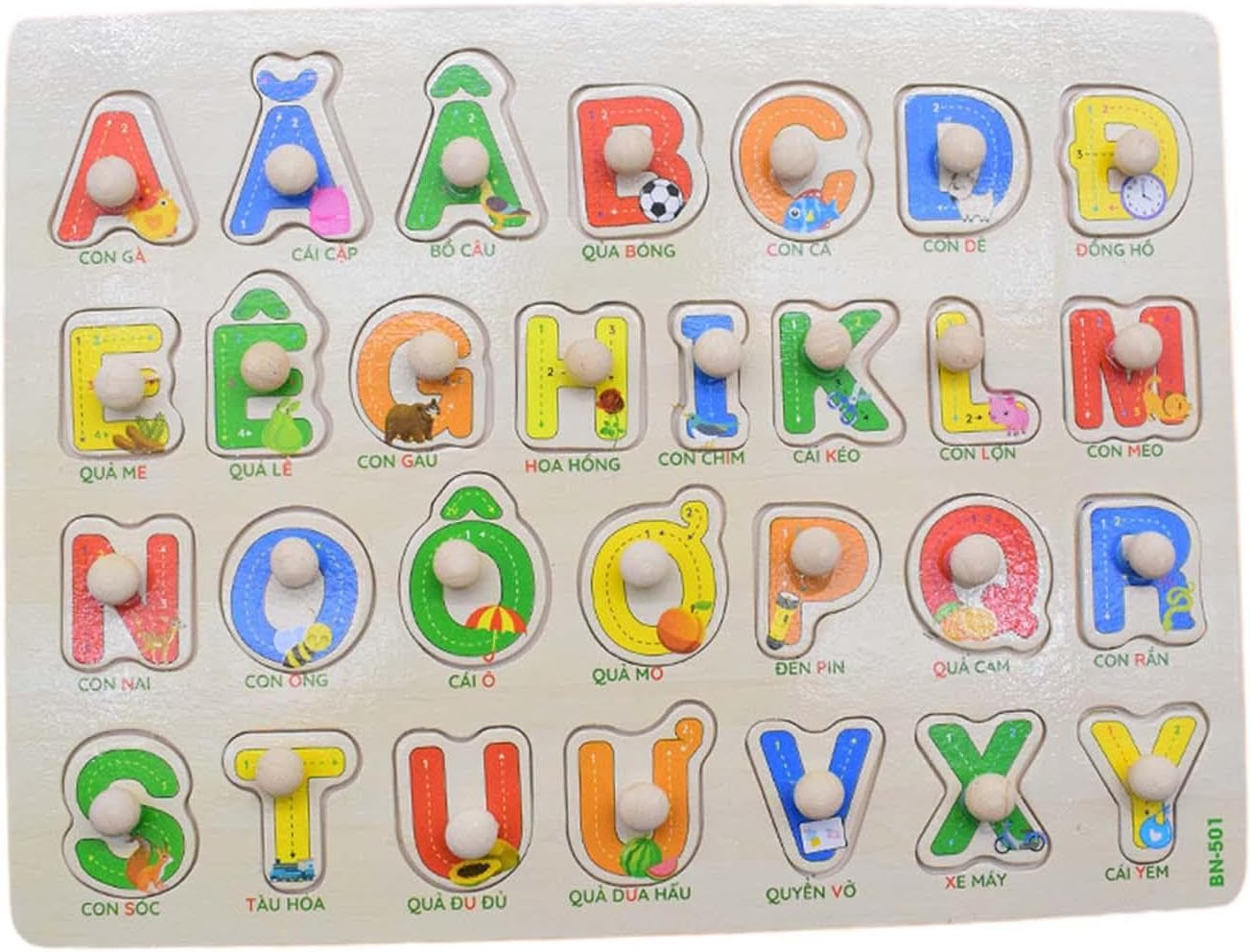 Amazon.co.jp: Eigell Vietnamese Letters Peg Puzzle Wooden Alphabet ...