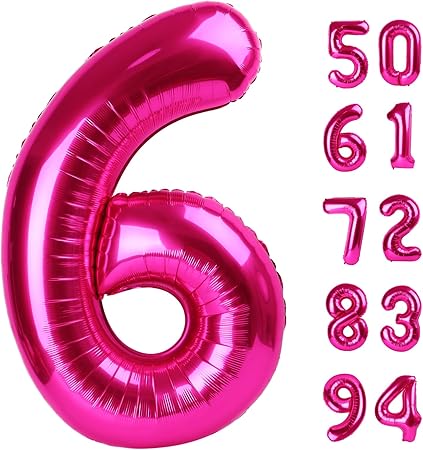 Amazon.com: Hot Pink 6 Balloon, Number Balloons 40 Inch, 6th Balloons ...