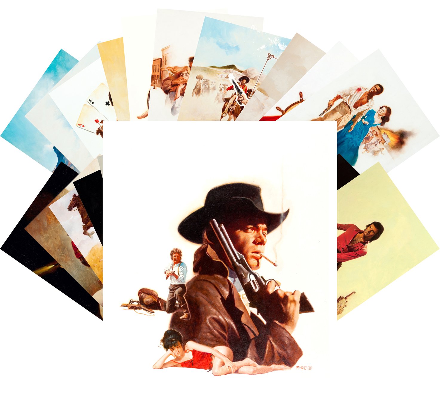 Snapklik.com : Vintage PostCards 24 Pcs Vintage Western Art Man ...