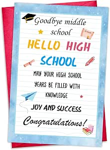 Amazon.com: WALENGIF Middle School Graduation Card for Boys Girls Son ...