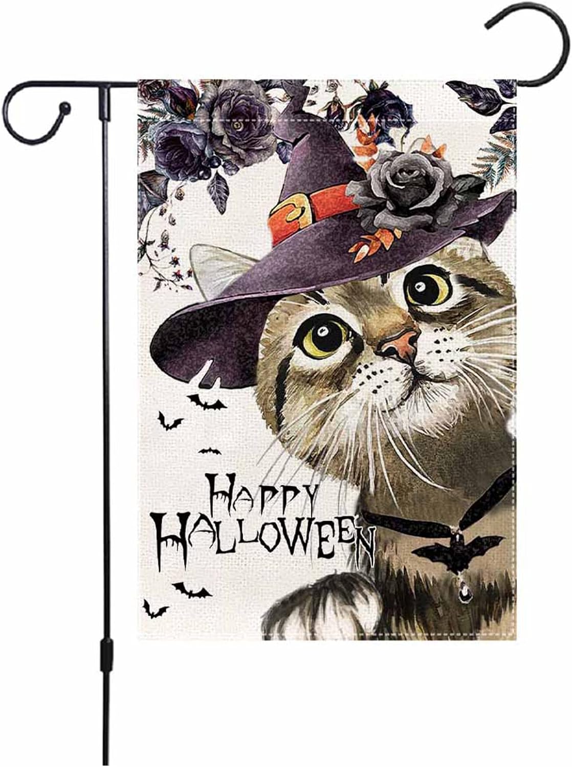 Amazon.com : Happy Halloween Cat Garden Flag 12x18 Inch Double Sided ...