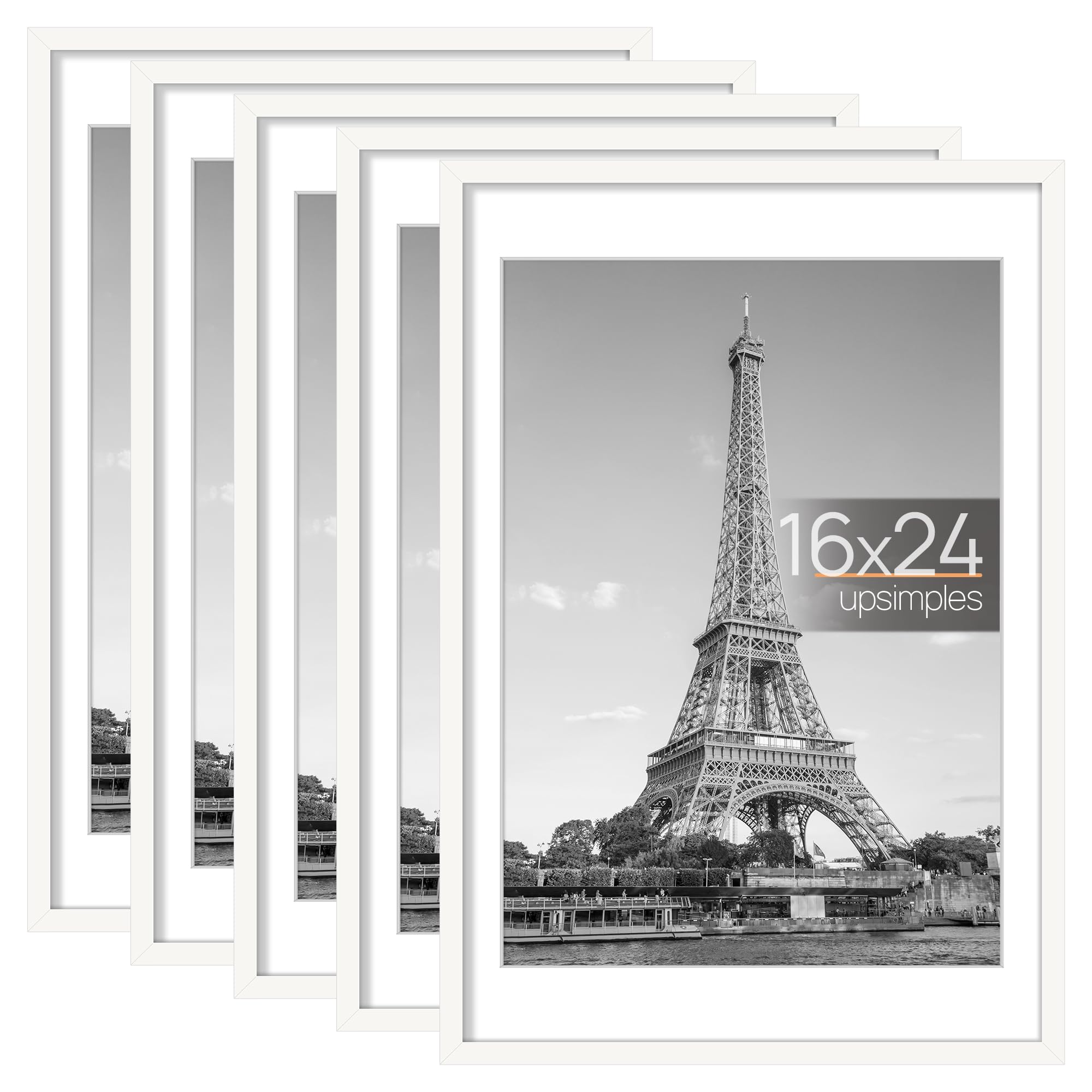 upsimples 16x24 Picture Frame Set of 5, Display Pictures 14x20 with Mat ...