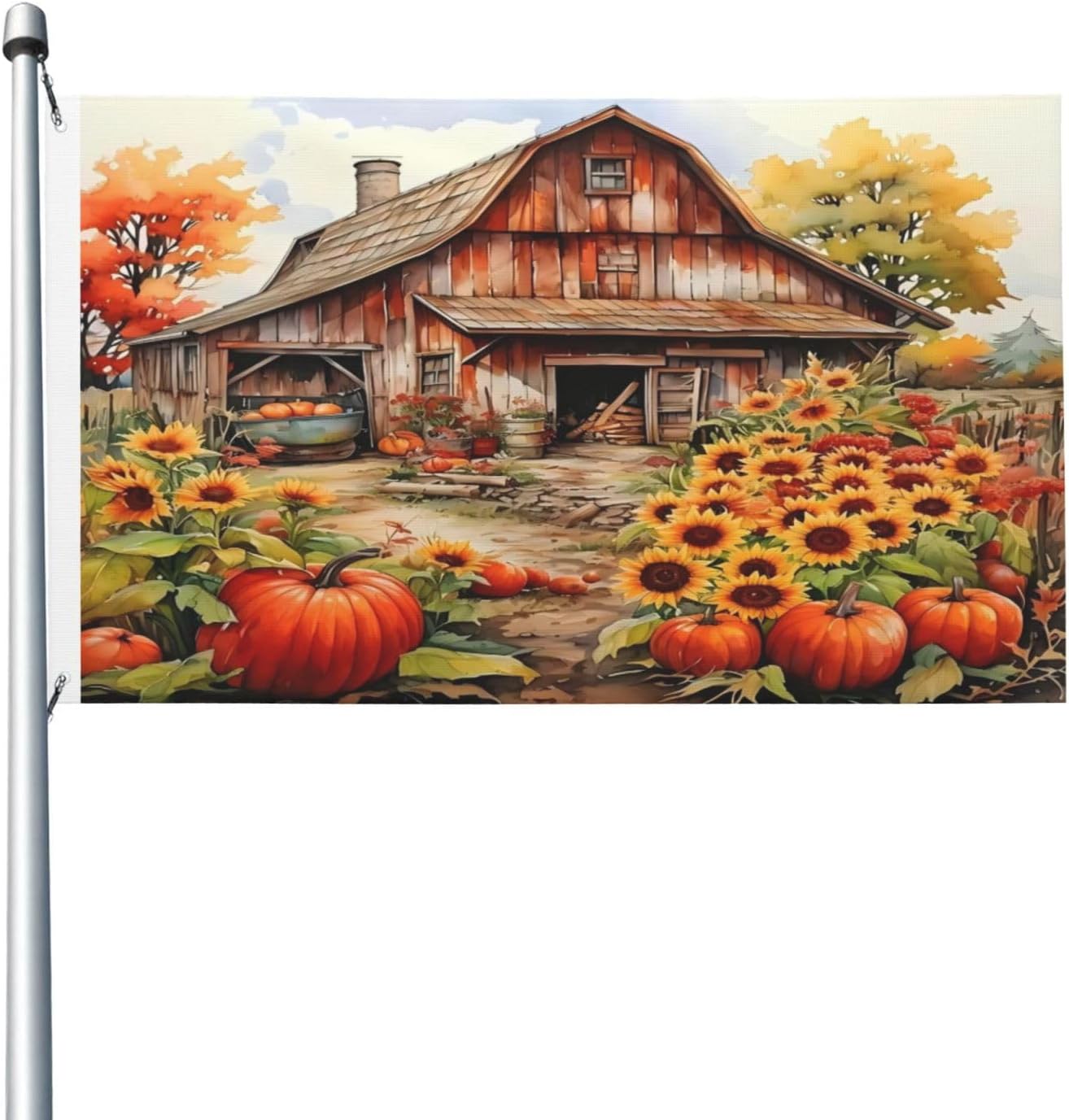 Amazon.com : SMBOE Fall Cottage Pumpkins Sunflowers Flag 3x5 Ft Outdoor ...