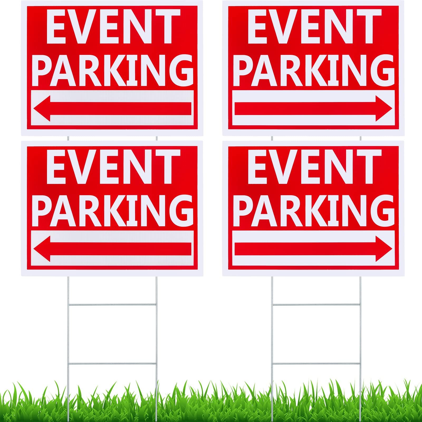 Amazon.com : 4 PC Event Parking Signs with Arrows - 16 x 12 Double ...