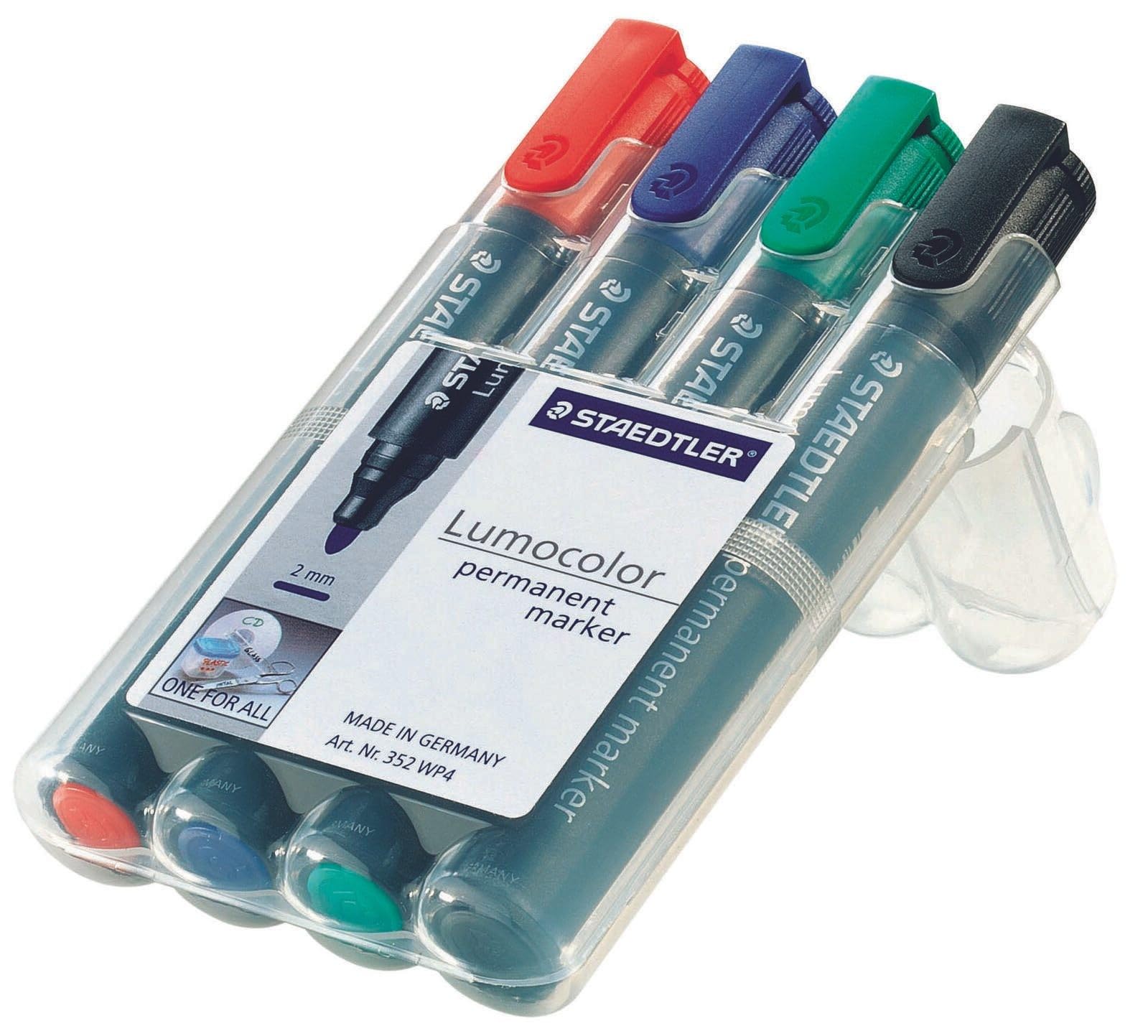 Amazon.com : STAEDTLER Lumocolor Permanent Marker Box 4 colours 352 WP4 ...