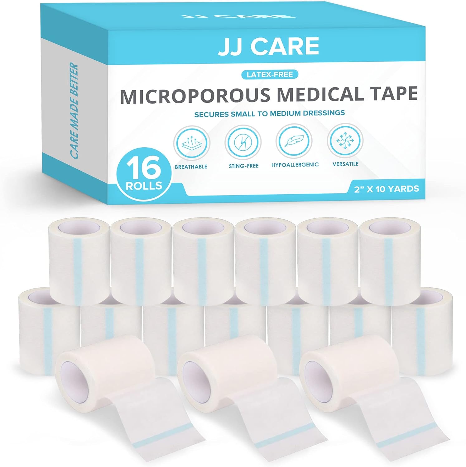 Amazon.com: JJ CARE Micropore Tape [Pack of 16], 2” x 10 Yards ...