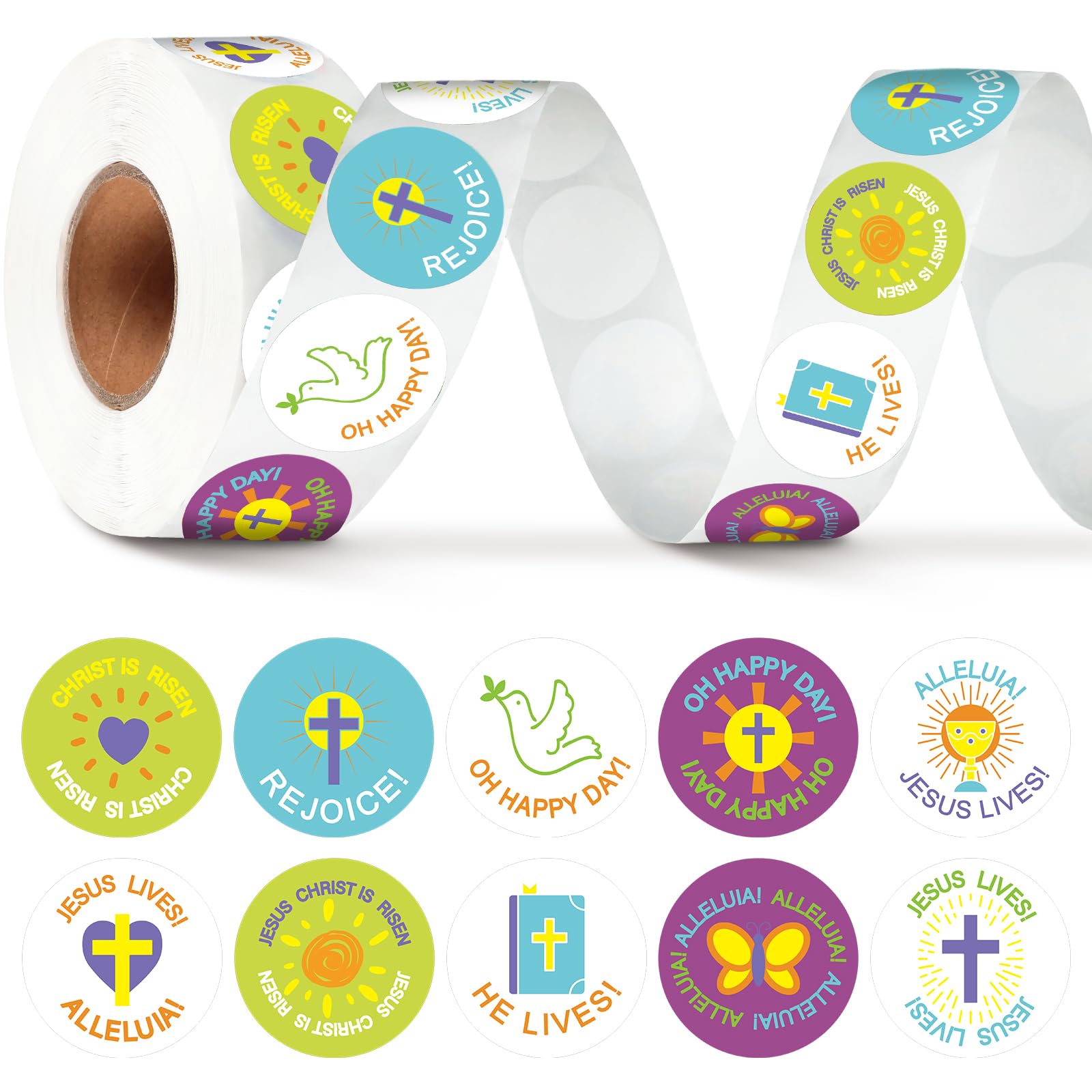 Snapklik.com : 1000 Pcs Easter He Lives Stickers Roll Shape Assorted ...