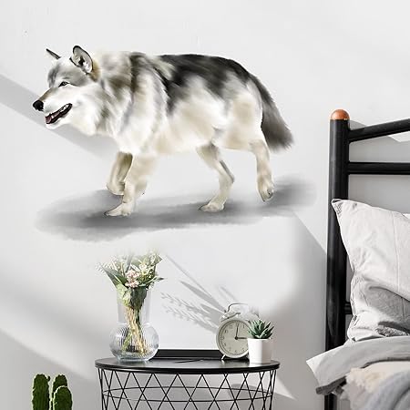 Amazon.com: Runtoo Wolf Wall Decals Moon Wall Art Stickers Bedroom ...