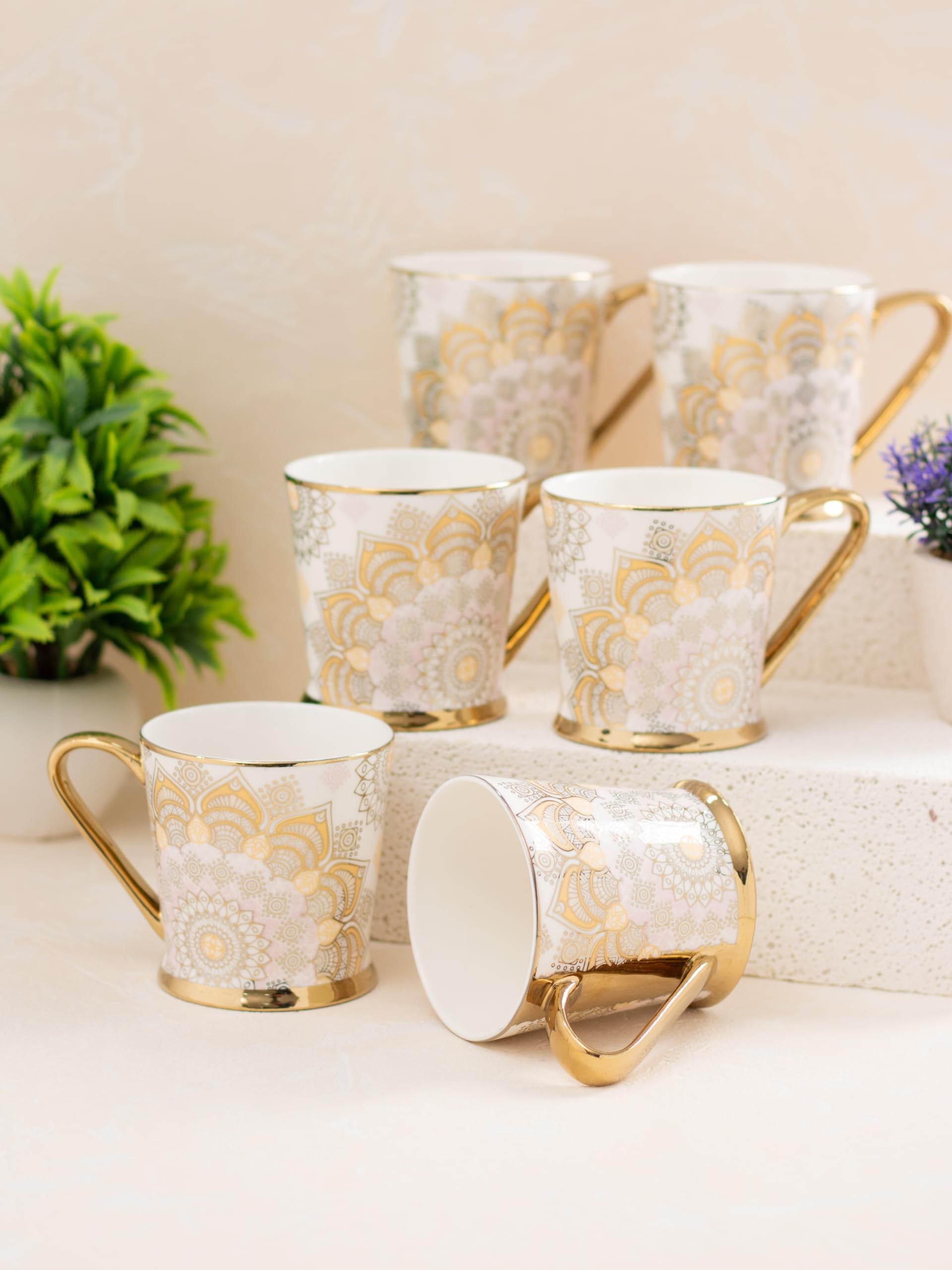 Buy JCPL Fine Ceramic Alton Vanilla Printed Tea/Coffee Cup Set of 6-200 ...