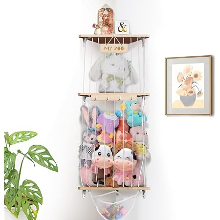 Amazon.com: Stuffed Animal Storage, Wood Soft Toy Shelf with Adjustable ...