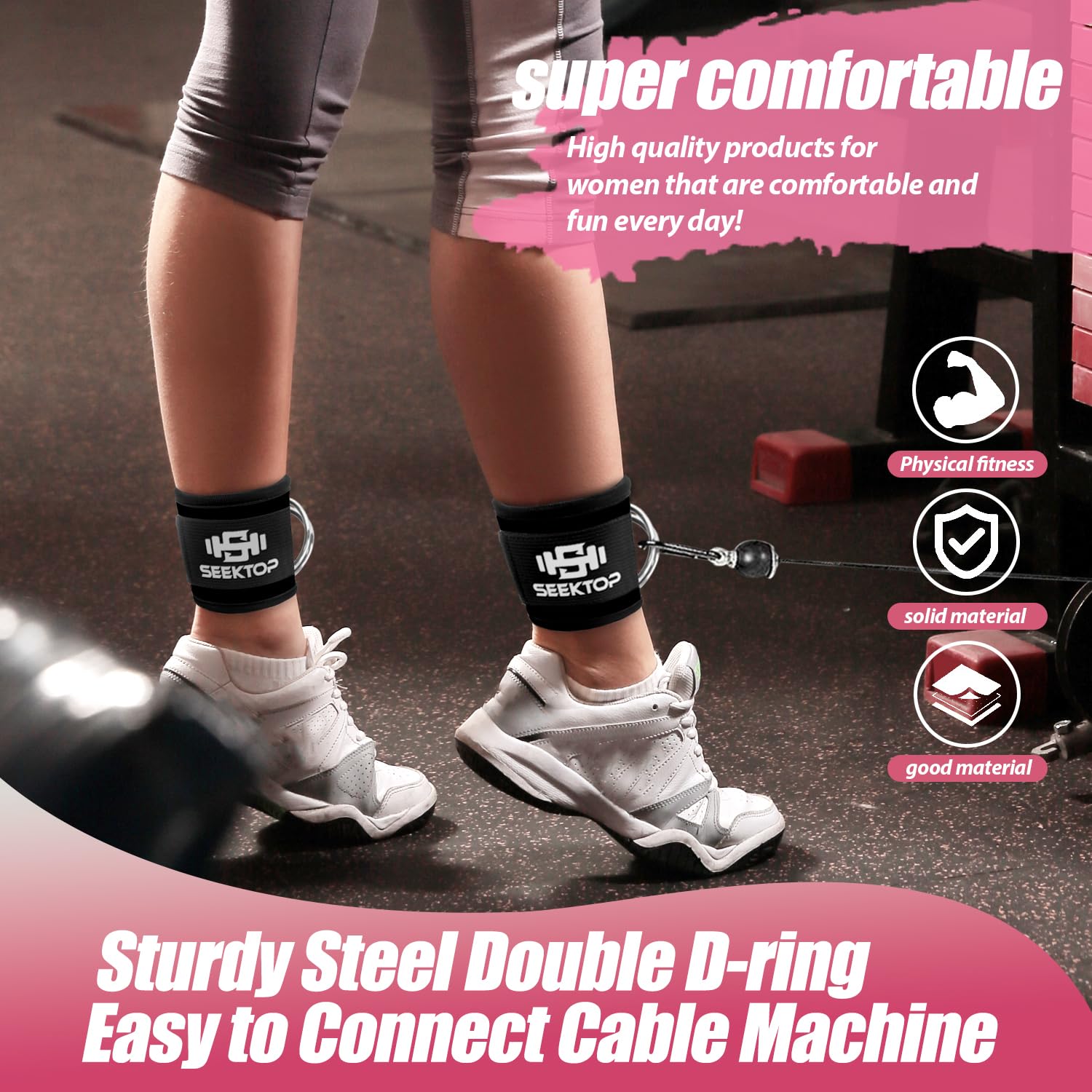 Snapklik.com : Ankle Strap For Cable Machine, Comfortable Padded Ankle ...