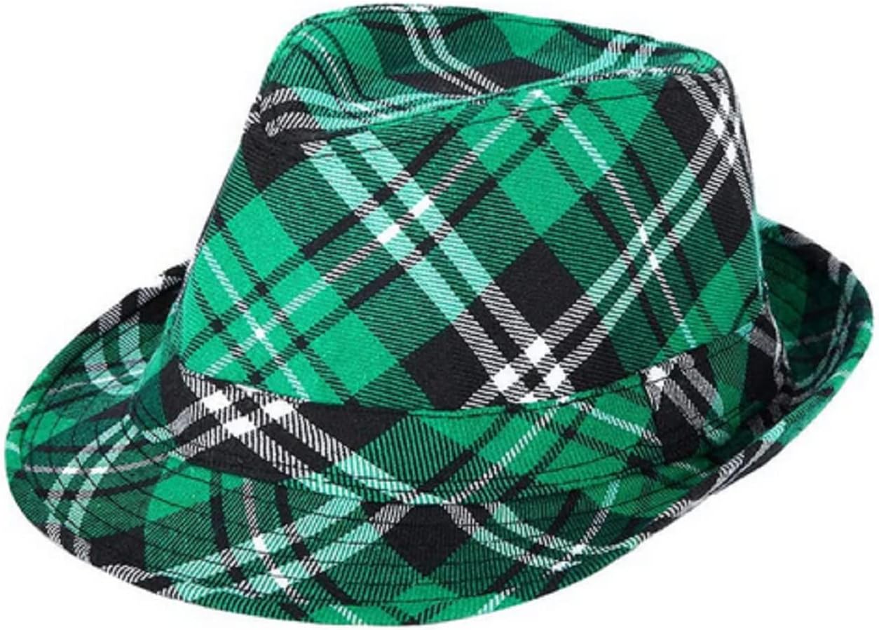 LKQBBSZ Hat Green Plaid Hat and Bow Green Cowboy Top Hat Mardi Gras ...