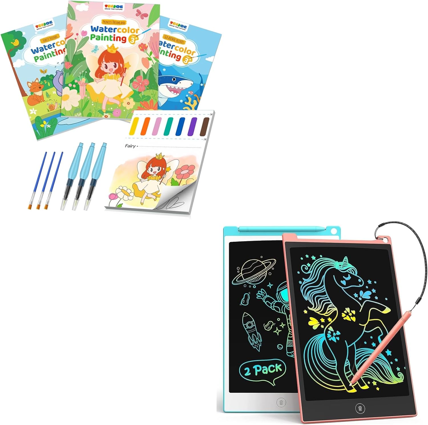 Amazon.com: TECJOE 2 Pack LCD Writing Tablet & TECJOE 3 Pack Paint with ...
