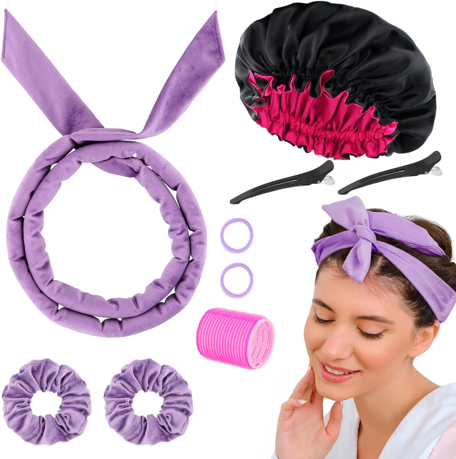 Amazon.com : weiwei No Heat Curlers, Overnight Curls No Heat Curling Headband Soft Hair Curler ...