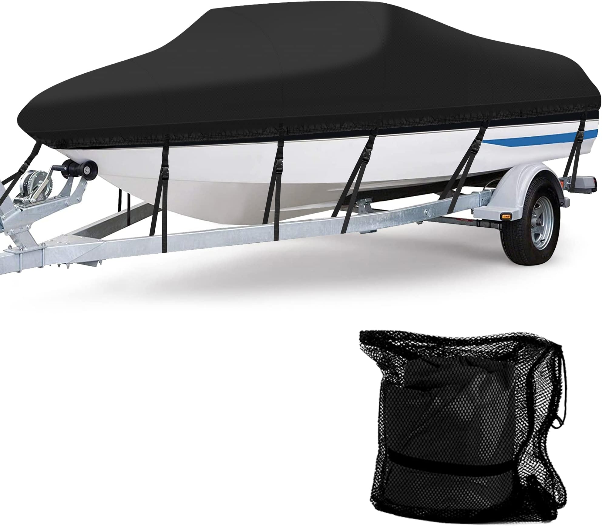 17-19 ft Waterproof Boat Cover - Heavy Duty 600D Polyester Oxford All ...