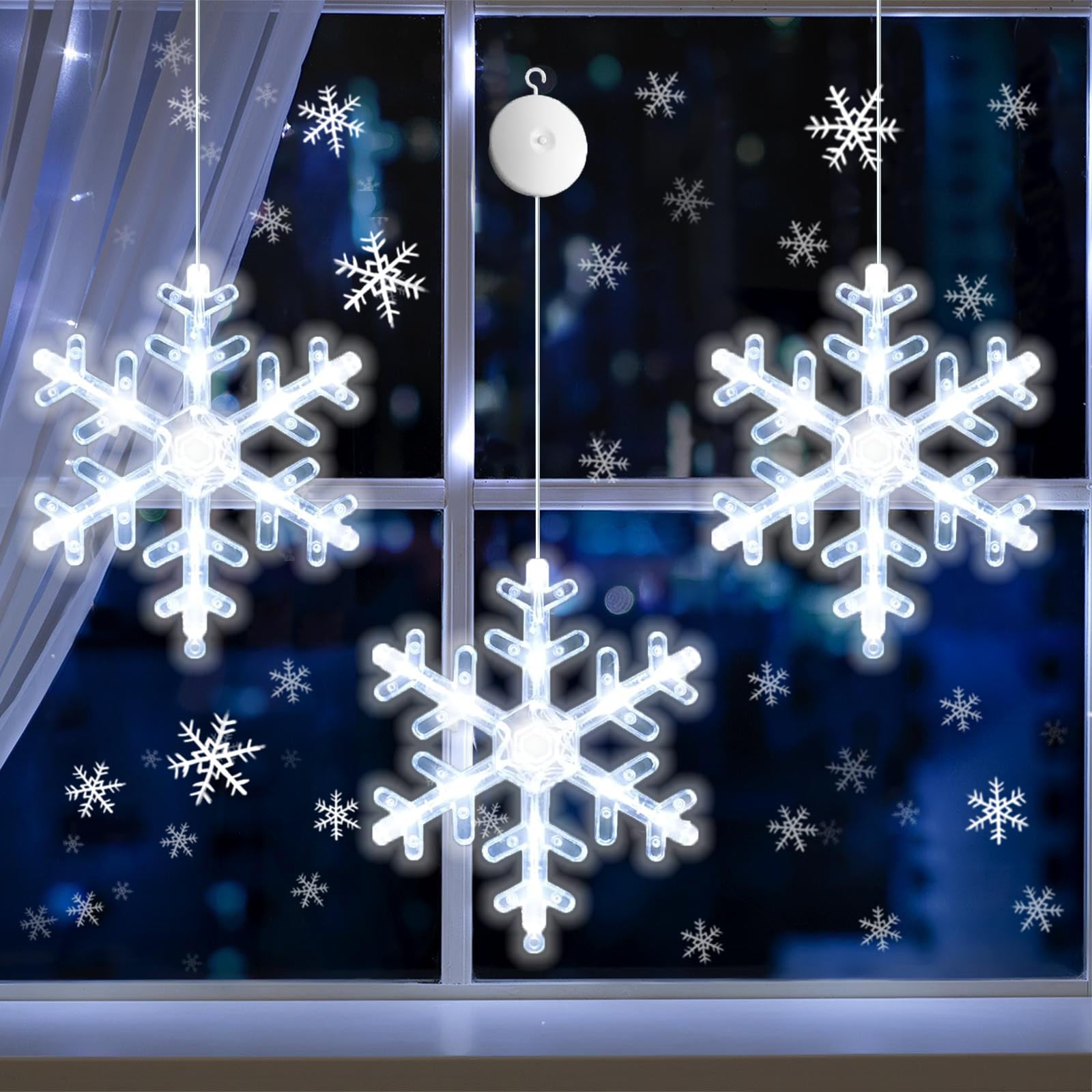 Fenhupe 3 PCS Christmas Window Lights, Battery Operated Christmas ...