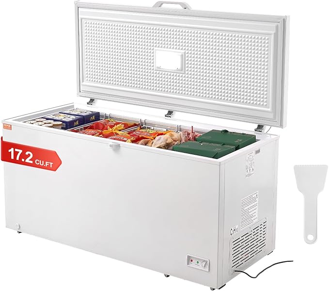 VEVOR Chest Freezer, 17.2 cu.ft / 488 L Large Deep Freezer & 4 ...