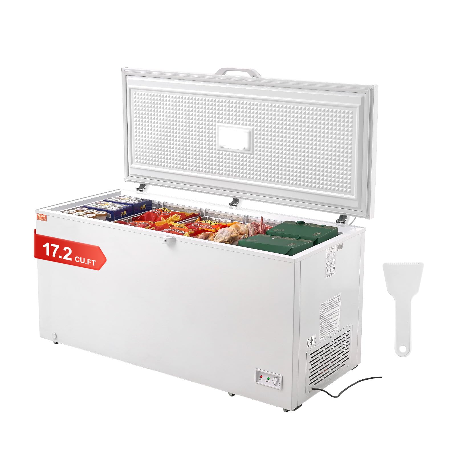 VEVOR Chest Freezer, 17.2 cu.ft / 488 L Large Deep Freezer & 4 ...