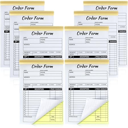 Amazon.com : 8 Pack Receipt Book 2 Part Carbonless Sales Invoice Book ...