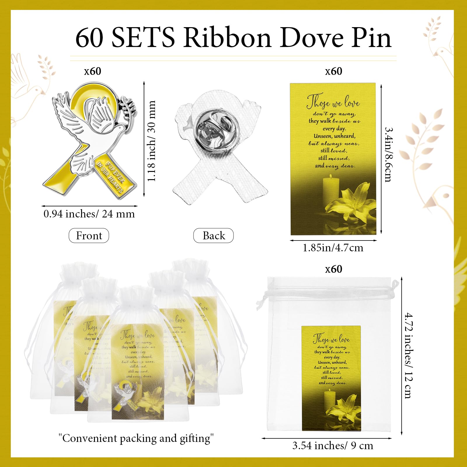 Snapklik.com : Loetere 60 Set Funeral Ribbon Pins Funeral Favors For ...