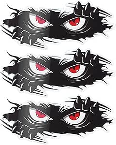 Molain 3Pcs Halloween Monster Angry Eyes Car Decals,10 x 4 inches Black ...