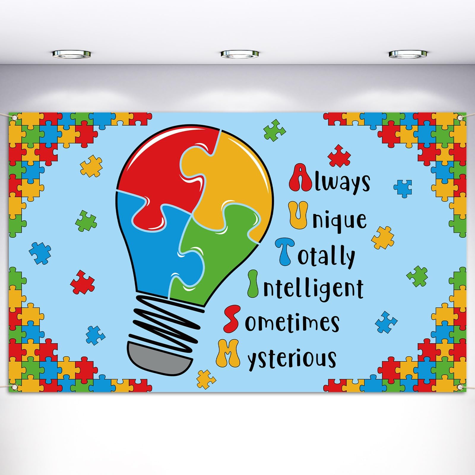 Amazon.com : Vohado Autism Awareness Photo Booth Backdrop Puzzle Piece ...