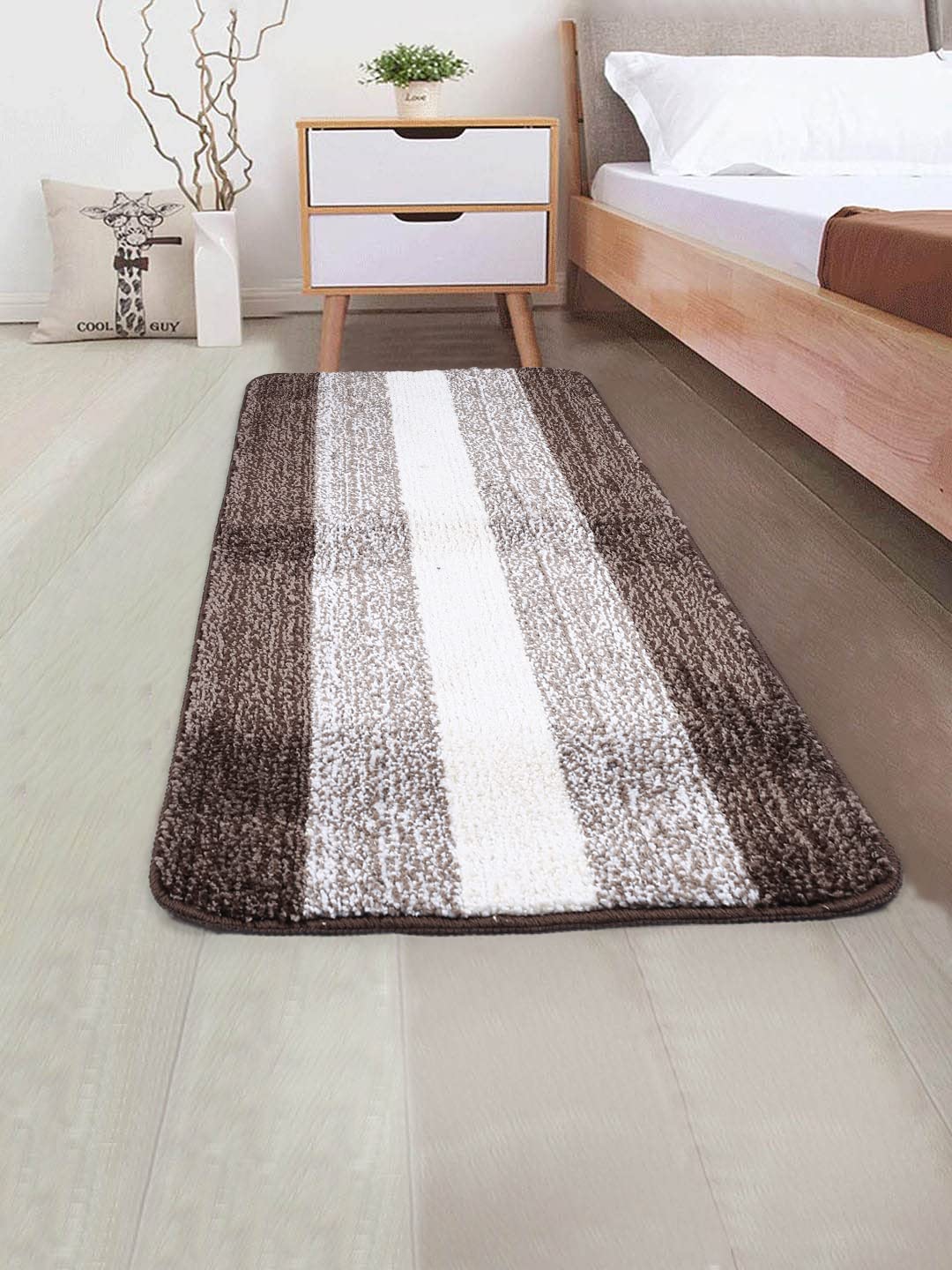 Buy Saral Home Microfiber Striped Rectangle Anti-Skid Runner | Soft ...