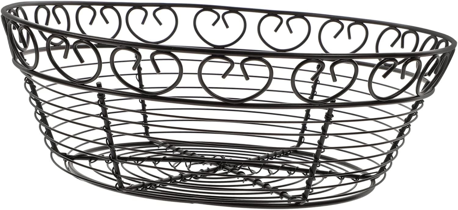 Amazon.com: Yardwe Black Iron Bread Basket Round Storage Basket Bread ...