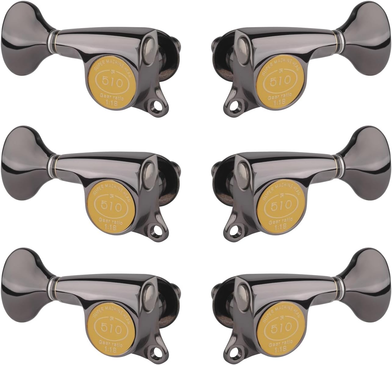 Amazon.com: Gotoh Midsize 510 3+3 Guitar Tuners with Metal Knobs, Cosmo ...