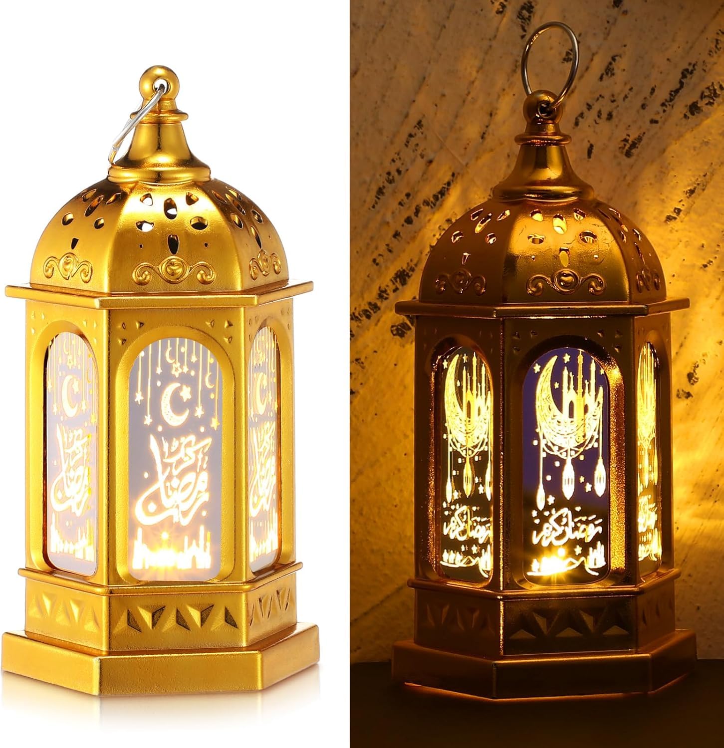 2 Pieces Ramadan Lantern Decoration, Ramadan Candle Lantern, LED Eid ...