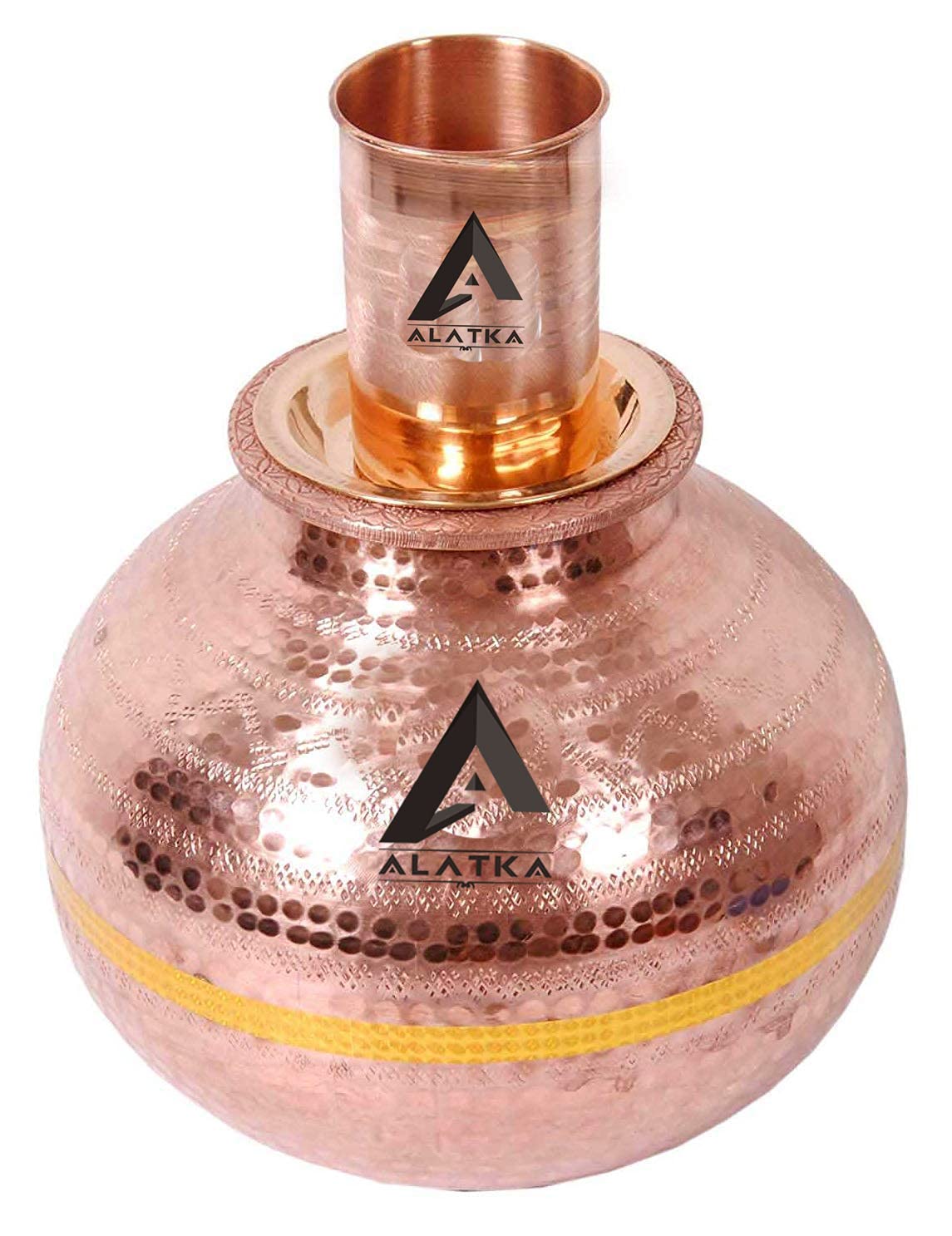 Alatka Hammered Copper Handa Water Dispenser Matka Pot Water Storage ...