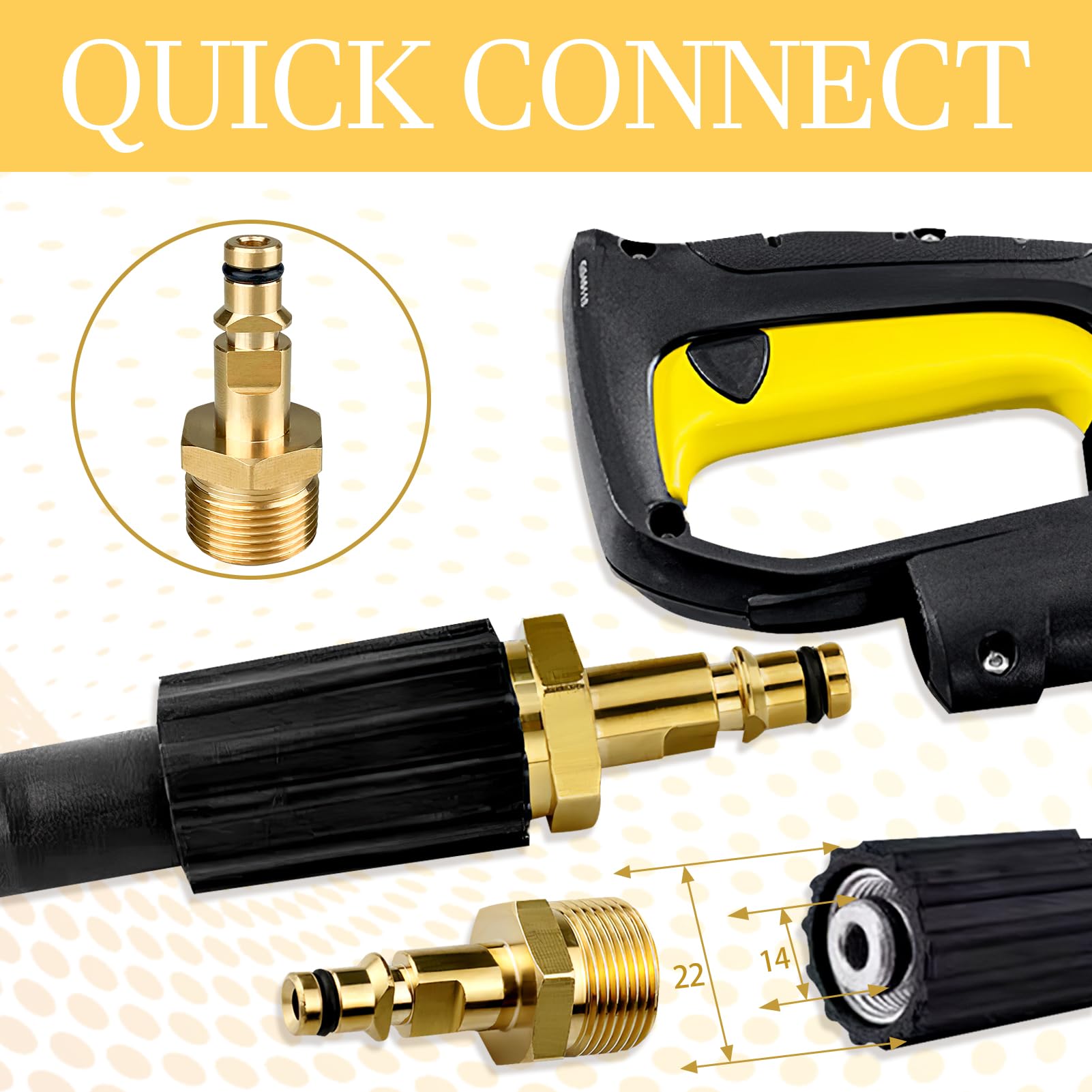 Duluok High Pressure Washer Adapter M22 Hose Adapter Quick Connect ...