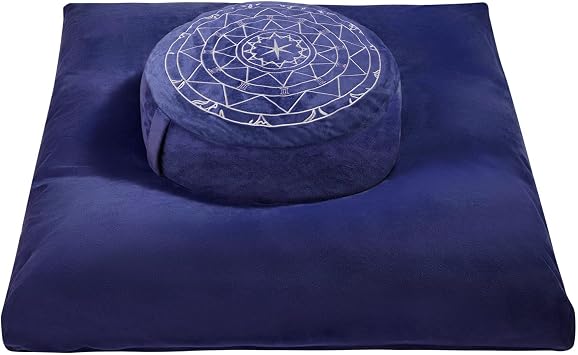 Zafu & Zabuton Meditation Cushion Set - Buckwheat Hull & Memory Foam ...