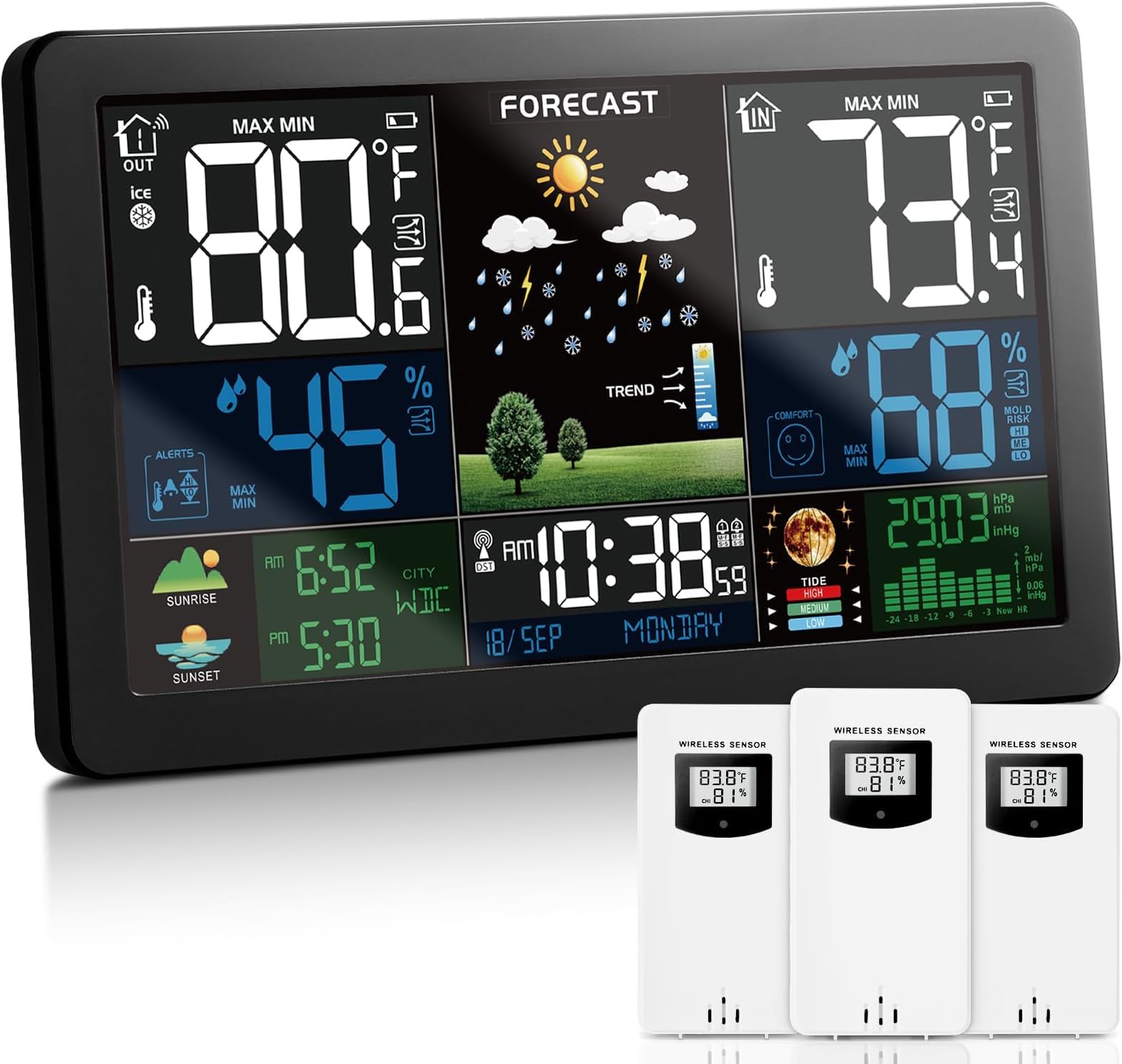 Amazon.com: Weather Station Wireless Indoor Outdoor Thermometer with 3 ...