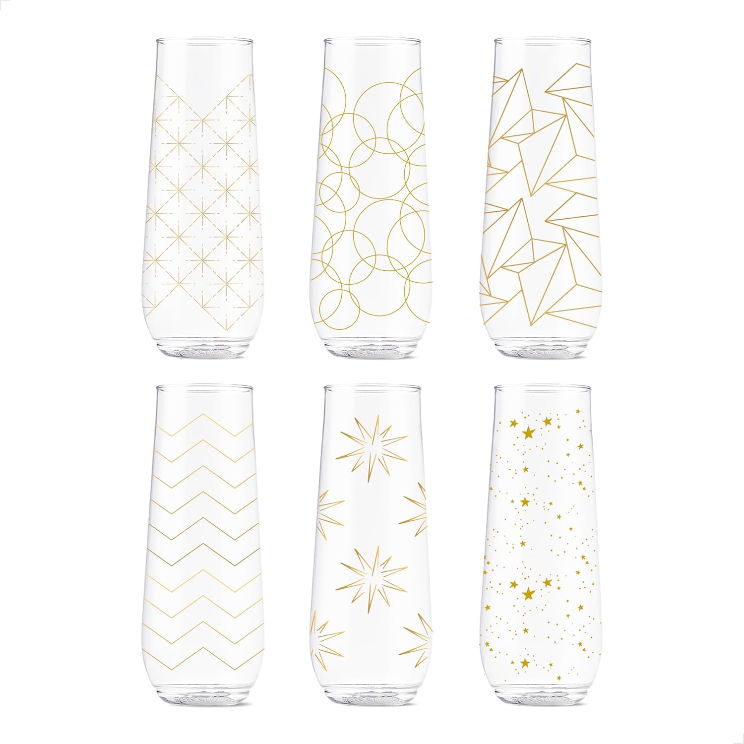 Amazon.com | TOSSWARE POP 9oz Flute Festive Cheers Series, SET OF 6 ...