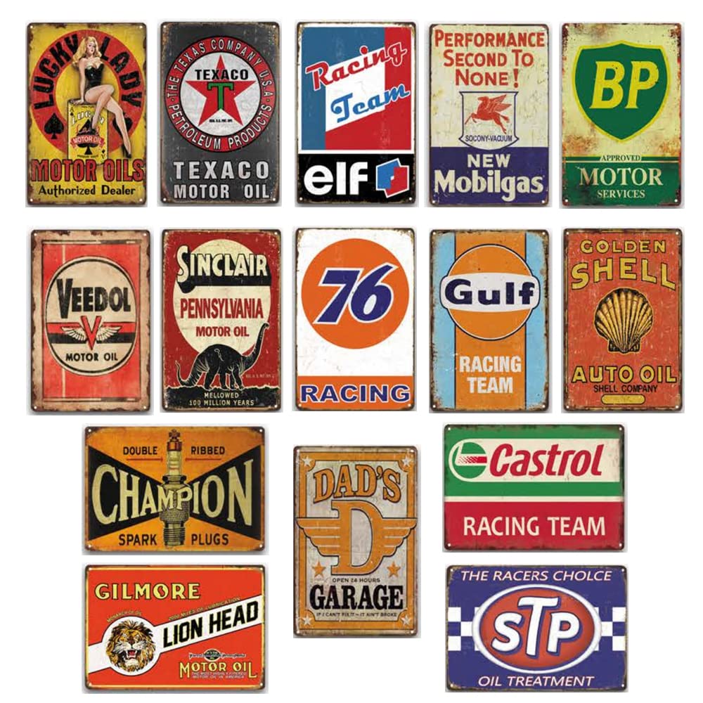 Amazon.com: C-kuaiter 15 Pieces Old Gas Oil Retro Signs,Decorative ...